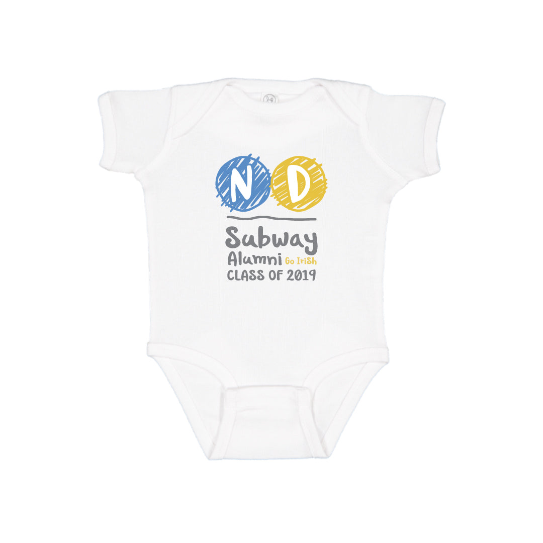 Toddler NDSA Logo Onesie White – ND Subway Alumni